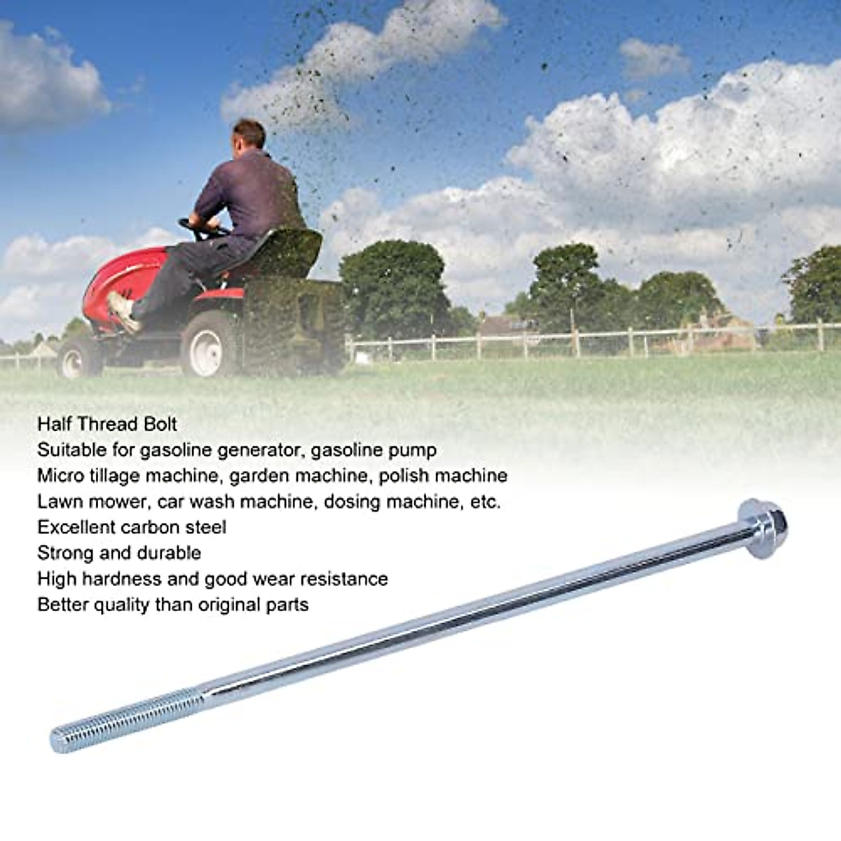 30Pcs Half Thread Hex Head M6 Lengthened Concave Carbon Steel for Gasoline Generator Garden Machine Lawn Mower (M6*170)