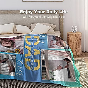 Personalized Best Dad Ever Gifts from Daughter Son, Custom Soft Throw Blankets Using My Own Photo, Customized Gifts for Dad Grandpa Husband Papa, Picture Blankets for Fathers Day Birthday, Made in USA