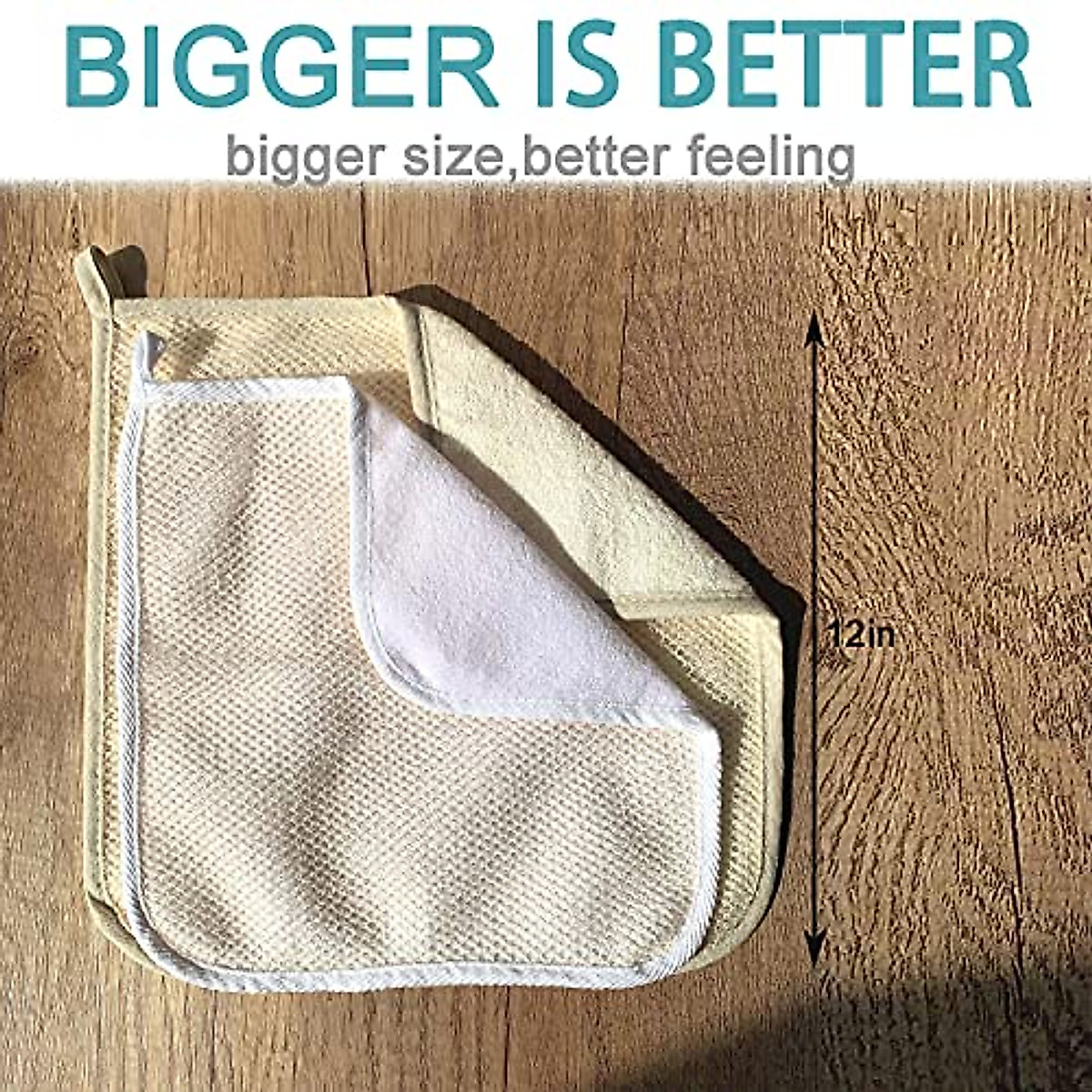 6Pack 12" Large XL Soft Weave & Bamboo Fiber Spa Exfoliating Face and Body Wash Cloths, Dual-Sided With Exfoliating Scrub and Bamboo Fiber for Shower - Remove Dead Skin - Great for Skin in the Bath