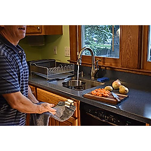 TrueGem Over Cabinet Kitchen Dish Towel Holder with 3/4" Bracket. Compact Clip/clamp. Smaller Than bar, Ring, Rack