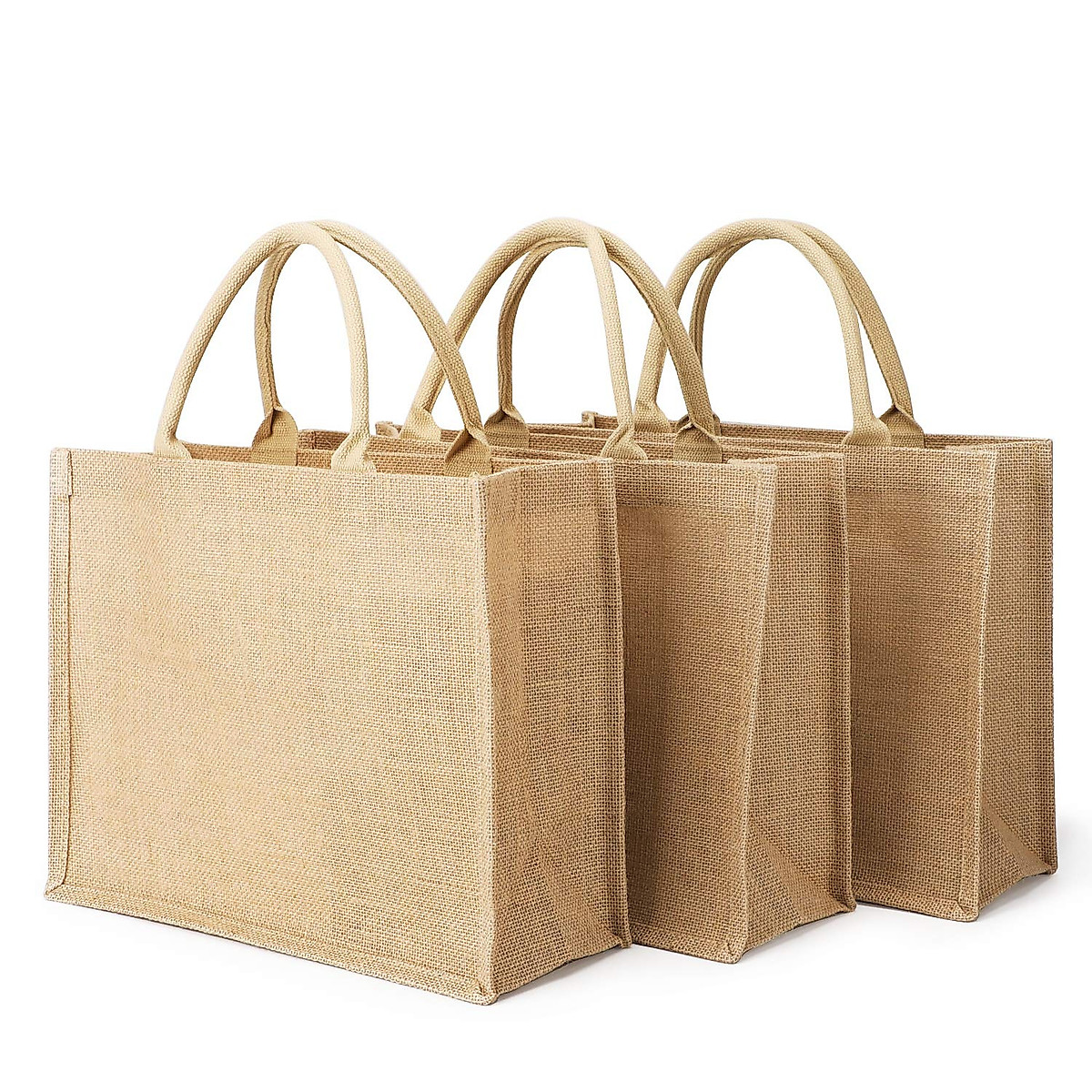 Segarty Tote Bags, 1 Pack Large Burlap Jute Reusable Canvas Gift Favors Bag with Handles Blank Totes Bulk for Bridesmaid Wedding, Women Market Grocery Shopping, Bachelorette Party, Beach Trip, DIY