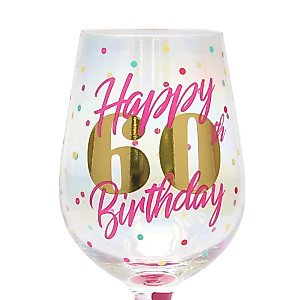 Top Shelf Decorative 60th Birthday Wine Glass, For Red or White Wine, Unique Gift Idea