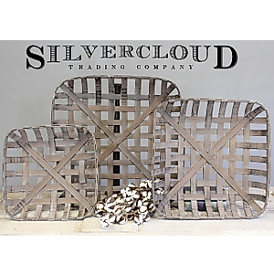 Silvercloud Trading Co. Tobacco Basket, Farmhouse Decor, Med 21" Square