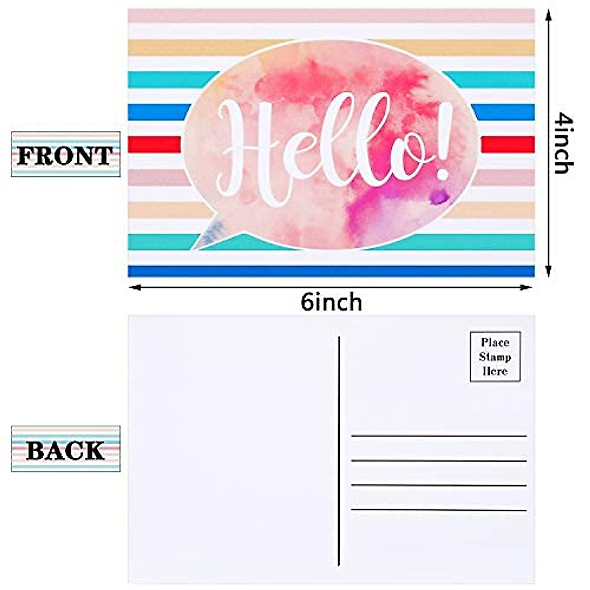 60 Pieces Hello Postcards Pack School Postcards Back to School Teacher Postcards Hello Blank Note Cards Hello Design Greeting Cards Thinking of You Cards for Adults Teacher Kids Students, 4 x 6 Inch
