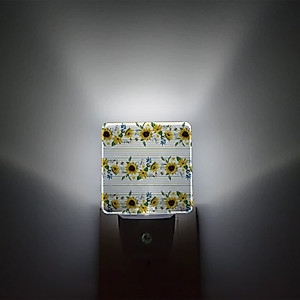 Big buy store Night Lights Auto Sensor Sunflower Butterfly Plug-in LED Nightlights Dusk to Dawn for Living Room, Bedroom, Bathroom, Kitchen, Hallway, Stairways, Spring Floral Yellow Green Stripes