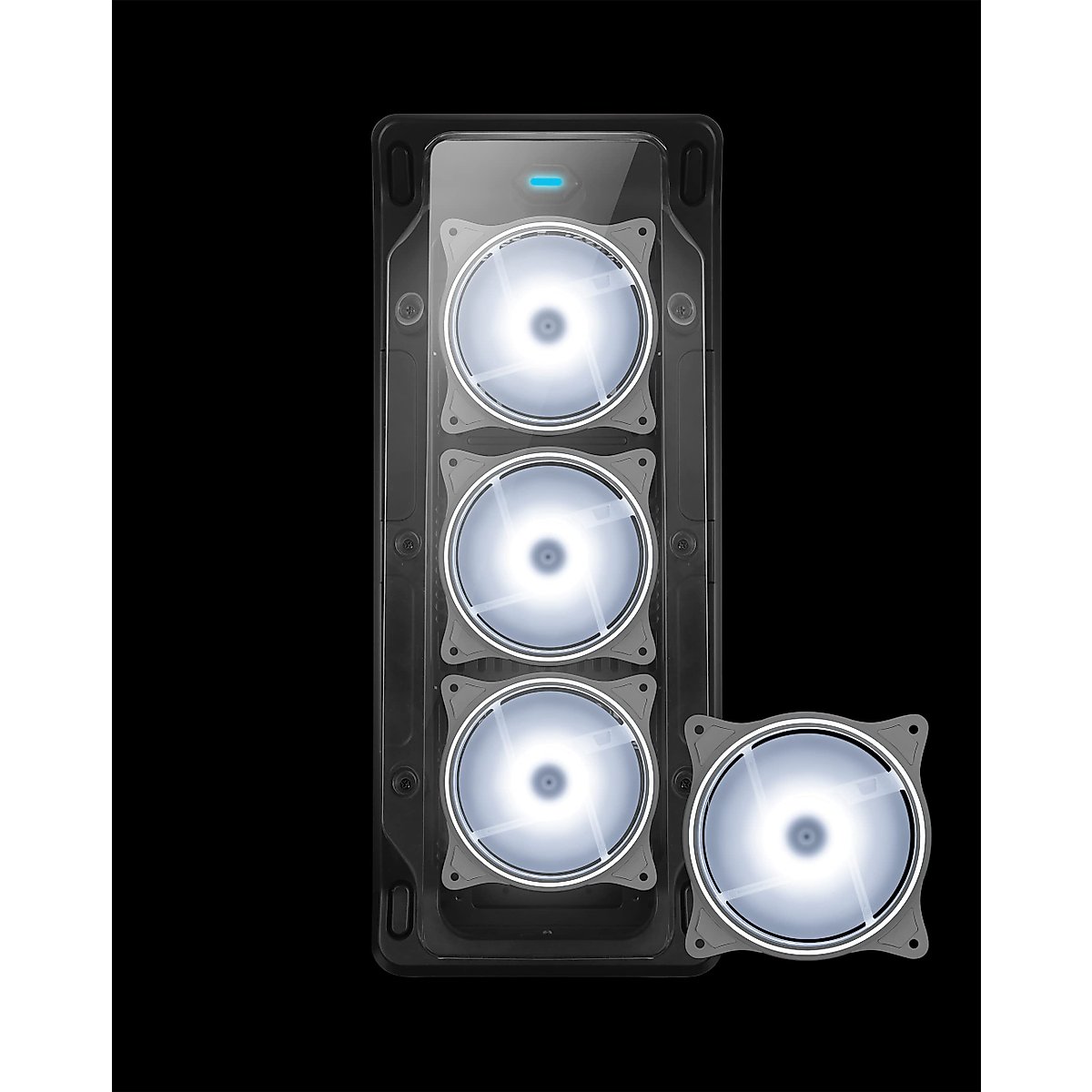 120mm Computer PC Cooling Fan White LED Game Case Cooler Fan Quiet 12V Computer PC Fan with Triple Light Loop 3-Pack