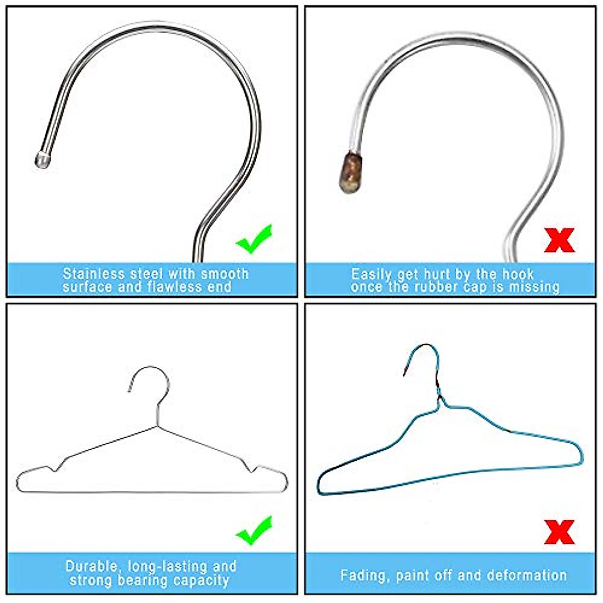 Seropy 40 Pack and 10 Pack Metal Clothes Heavy Duty Stainless Steel Coat Hangers with Anti-Slip Notch 16.5 Inch