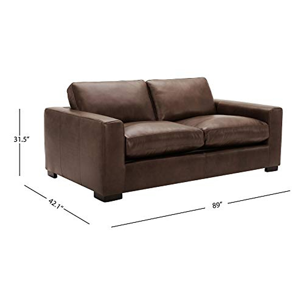 Amazon Brand - Stone & Beam Westview Extra-Deep Down-Filled Leather Sofa Couch, 89"W, Brown