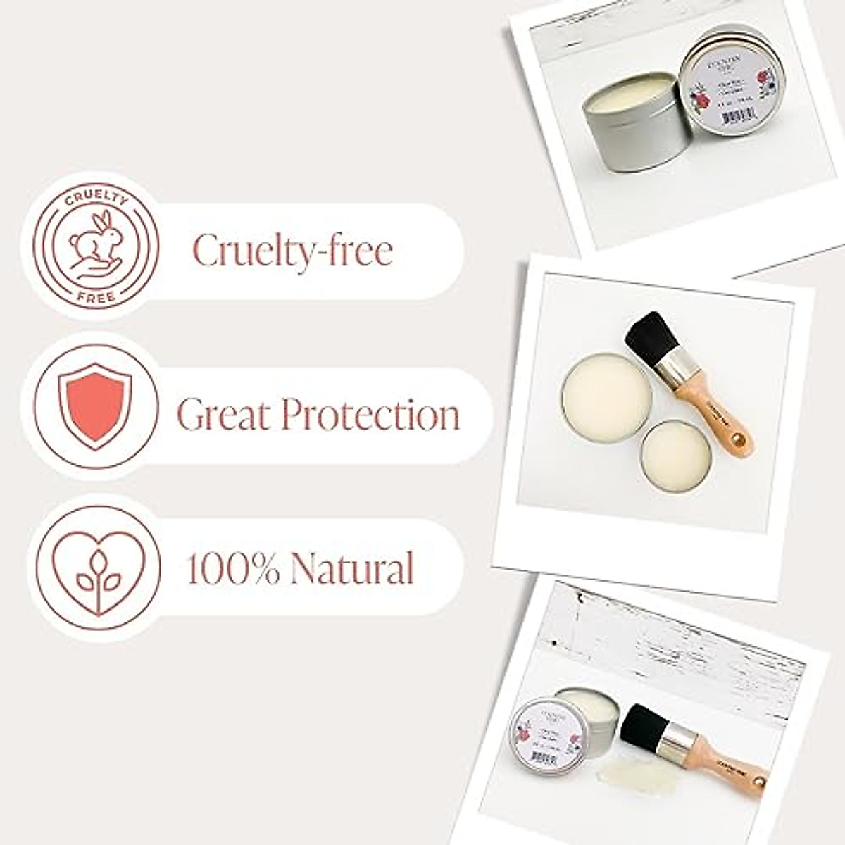 Furniture Wax - 100% Natural Sealant for Chalk Furniture Paint or Raw Wood, Light Protection, Easy to Apply, No Odor, Eco-Friendly - 7 Color Choices - Clear (4 oz)