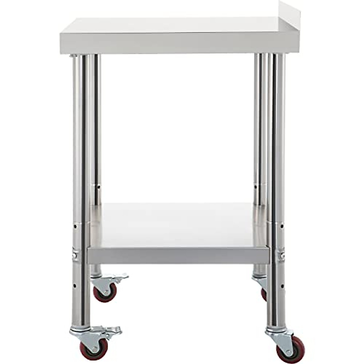 VEVOR Stainless Steel Prep Table, 24 x 15 x 35 Inch, 440lbs Load Capacity Heavy Duty Metal Worktable with Backsplash Adjustable Undershelf & 4 Casters, Commercial Workstation for Kitchen Restaurant