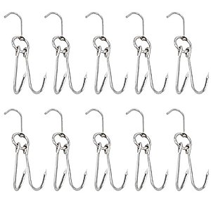 YARDWE 10Pcs Poultry Hanging Hook Stainless Steel Pork Hooks Meat Hook Heavy Duty for Bacon Roast Duck BBQ Grill Hanger Cooking Tools