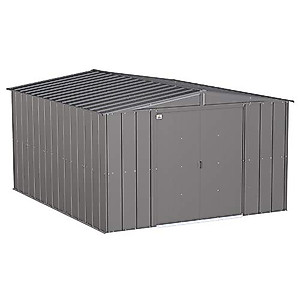Arrow Shed Classic 10' x 12' Outdoor Padlockable Steel Storage Shed Building, Charcoal