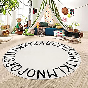 HiiARug ABC Large Area Rug for Nursery Soft Kids Play Mat Round Educational Alphabet Floor Area Rugs Non-Slip for Children Toddlers Nursery Bedroom Living Room