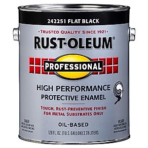 RUST-OLEUM Black 242251 Professional Gallon Flat Protective Enamel, 3.99 Quarts (Pack of 1), 128 Fl Oz