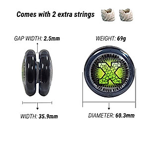 Yomega Power Brain XP yoyo - Professional yoyo with a Smart Switch which enables Players to Choose Between Auto-Return and Manual Styles of Play. + Extra 2 Strings & 3 Month Warranty (Grey)