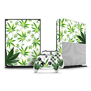 247 Skins Graphics kit Sticker Decal Compatible with Xbox One S and Wireless Controllers - Weeds White