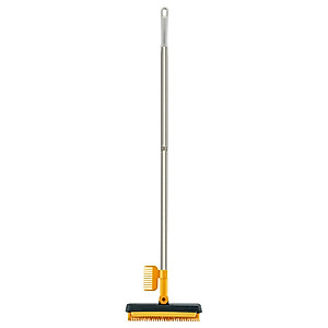 2 In 1 Silicone Pet Hair Remover Broom Premium Rubber Brooms for Floor Cleaning With Long Handle for Home Cleaning Yellow-green