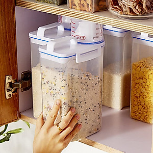 Rice Airtight Storage Container Plastic Rice Storage Bin Cereal Containers Dispenser Kitchen Storage Container with Pour Spout Holds Over 4-5 LBS for Cereal, Flour, Oatmeal
