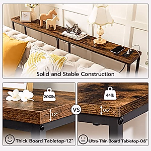 HOOBRO 70.9 Inches Console Table with 2 Power Outlets and 2 USB Ports, Extra Long Entryway Table with Charging Station, Narrow Sofa Table Behind Couch, Hallway, Living Room, Rustic Brown BF1801XG01G1