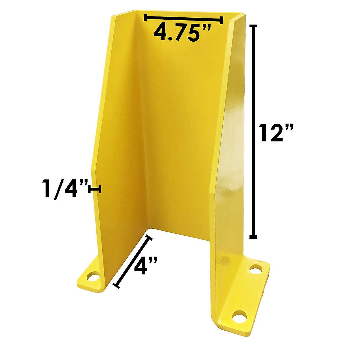 Electriduct Steel Pallet Rack Frame Guard Forklift Post Protector 4.5" U Channel, Height: 12", 3mm Thickness, Safety Yellow