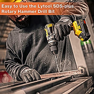 Lytool SDS Plus Drill Bits Set, 10Pcs Rotary Hammer Bits Set, Carbide Bits Tipped for Masonry, Ceramic Tile, Walls, Brick, Marble, Stone, Drill Bits for Impact Drill(3/16'',1/4'',5/16'',3/8",1/2")