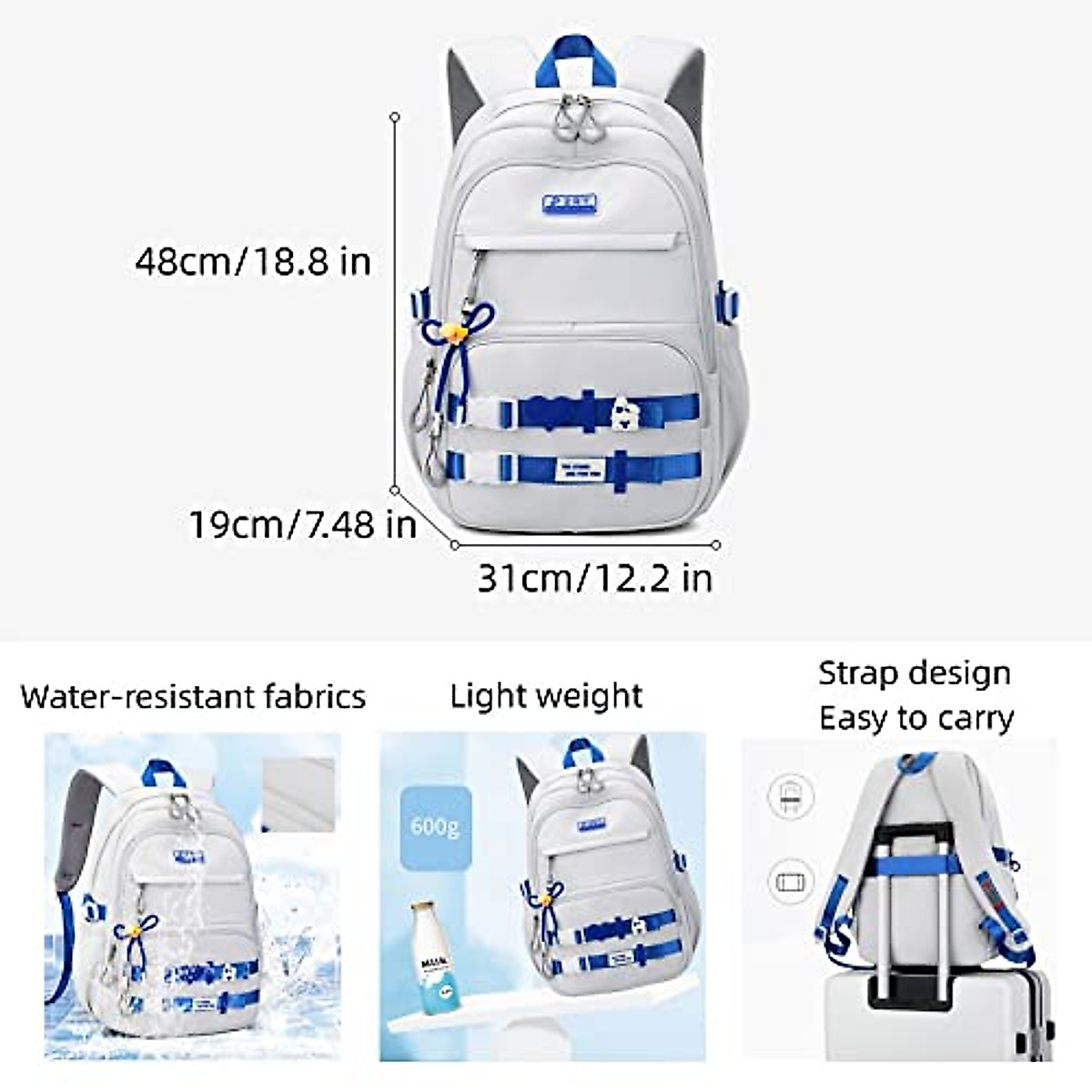 MITOWERMI Backpack for Girls Boys School Bags Lightweight Elementary School Backpack Durable Kids Bookbags for Middle Students(BLACK)