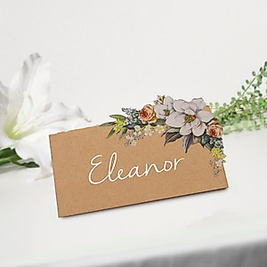 48 Spring/Summer Rustic Floral Theme Wedding Place Cards in Kraft Cards (Kraft Brown without Border)