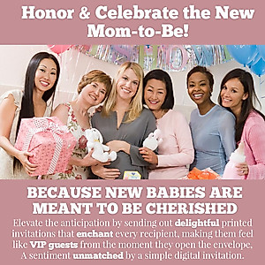 Amanda Creation Little Bunny Rabbit Baby Shower Invites for Girls, 20 5x7 Double Sided Fill In Pink Bunny Invitations with Twenty White Envelopes Floral Cards It’s A Girl