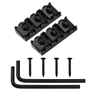 2Pcs Yootones 42mm Metal Guitar String Locking Nut Compatible with Floyd Rose Style Electric Guitar Tremolo Bridge Lock System (Black)