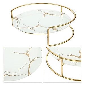 ARTIBETTER Rack Multifunctional Shower Spices Lotion Bathroom Racks Layer Serving Vanity Hotel Products Skincare Marble Countertop Pattern Towel Flowerpot Iron Kitchen Makeups Standing Round