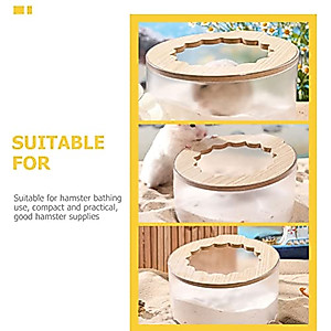 Ipetboom Terrarium Hamster Bath Room Plastic Small Pet Cage Clear Shower Tub Basin Wood Sand Container Pet Sandbox Sauna Toilet for Rat Mice Gerbil Plastic Containers