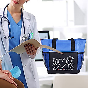 Nurse week Gifts, Peace, Love, Nursing, 2-Piece Gift for Nurses: Nurse Tote Bag and Stainless-Steel Tumbler, Great Thank You Gift for Nurses, RN Gift & Perfect Graduation Gift, Nurse Bag for Work