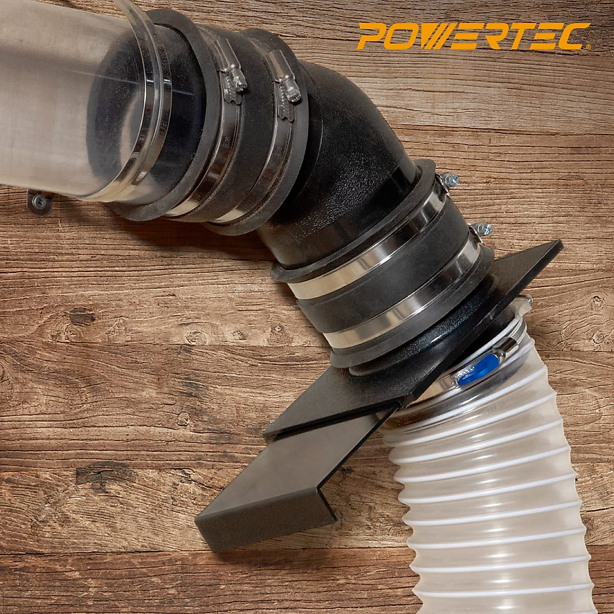 POWERTEC 70363 4 Inch Blast Gate with Dust Control Flex Cuff for Dust Collector/Vacuum Fittings