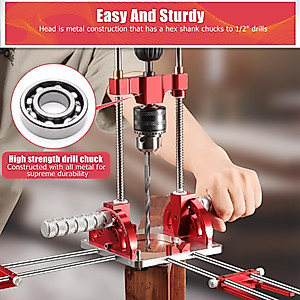 Portable Drill Guide Self-Centering Portable Drill Guide w/Chuck Key, 0° To 60° Angle Drill Guide w/Easy-To-Read Protractor Scale,Multi-Angle Drill Guide With Self-Centering Base Woodworking Furniture
