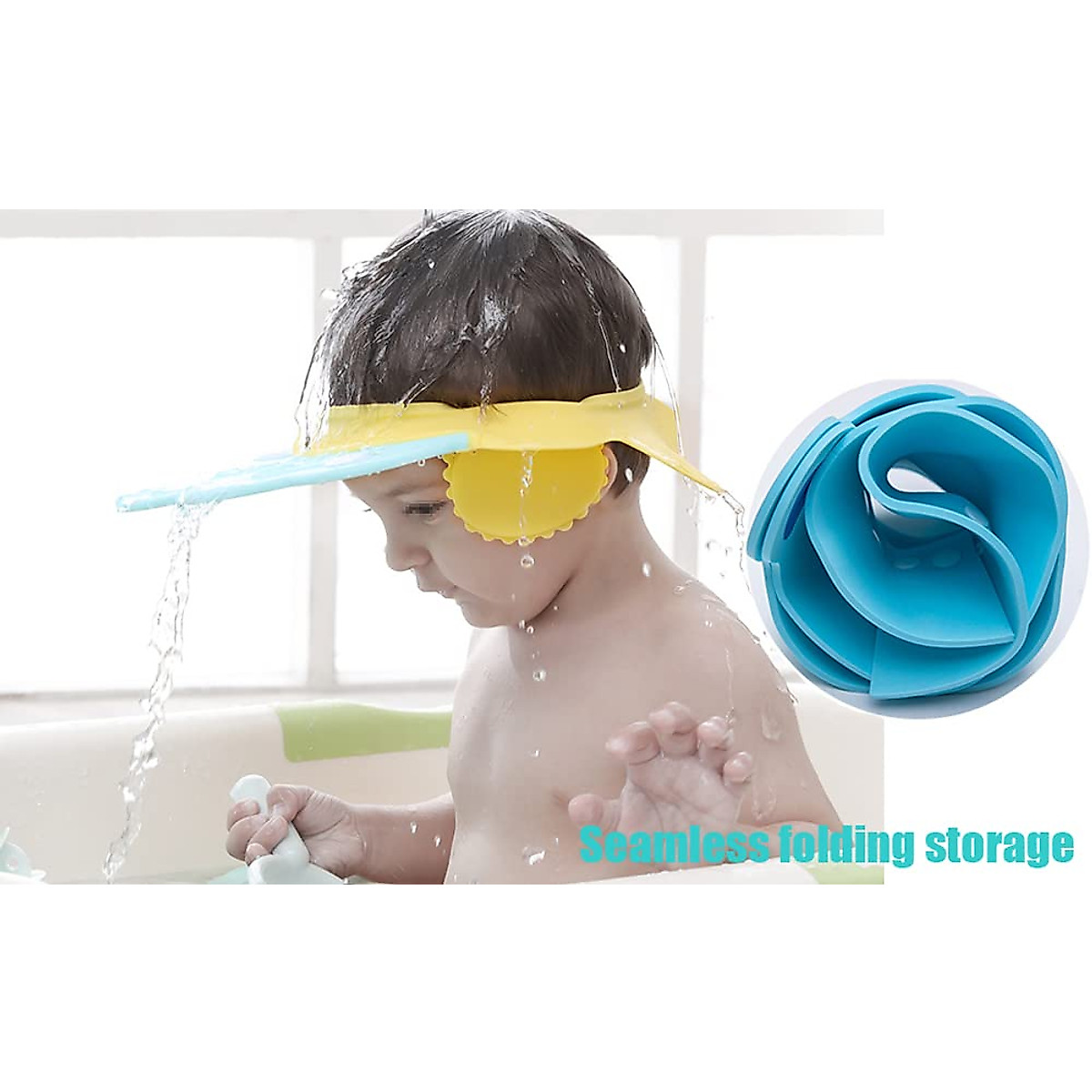 ericotry 3psc Soft Adjustable Baby Kids Bathing Shower Cap Wash Hair Shield Direct Visor Cap(Color Random)