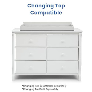 Delta Children Universal 6 Drawer Dresser with Interlocking Drawers - Greenguard Gold Certified, White