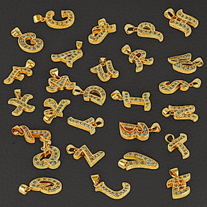 LIFETIME JEWELRY Small Initial Cubic Zirconia Letter Necklace Chain 24k Gold Plated (D - 7/8" Initial + 20" Necklace)