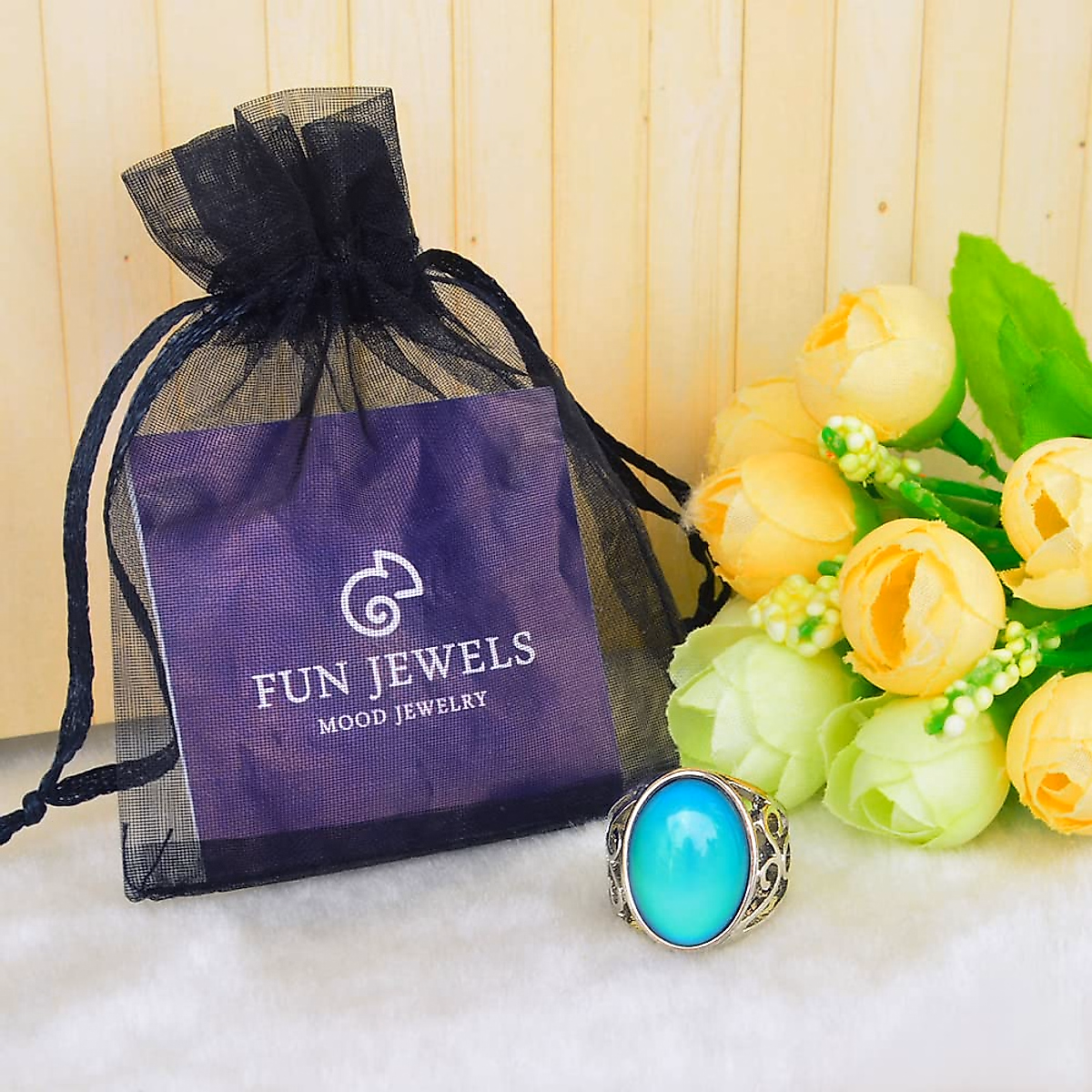 FUN JEWELS Classic Multi Color Change Oval Crystal Stone Emotion Feeling Statement Mood Ring For Women Men Size 6-10