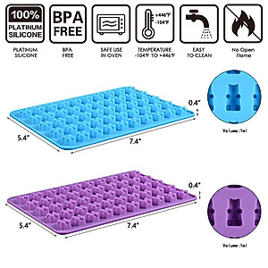 Gummy Bear Candy Molds Silicone - Chocolate Gummy Molds with 2 Droppers Nonstick Food Grade Silicone Pack of 4