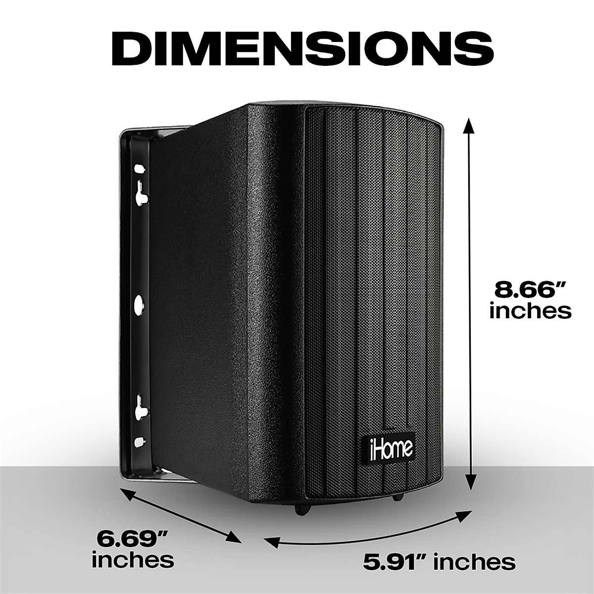 iHome IHSI-W400BT-PR-BLK Bluetooth 4-Inch 100W Weatherproof Speakers, Indoor/Outdoor, Wall/Ceiling Mount, Surround Sound, Pair - Ideal for Home Parties