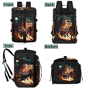 Animal wolf Gym Duffle Bag Backpack Waterproof with Shoes Compartment Travel Sling Bag Casual Daypack for Men and Women Shoulder Weekender Overnight Bag