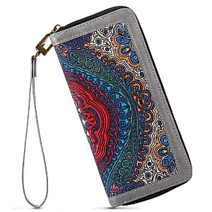 XEYOU Women Canvas Zipper Clutch Purse Credit Card Wallets to Organize Your Cash,Bank Card,and Phone with Removable Wristlet Strap
