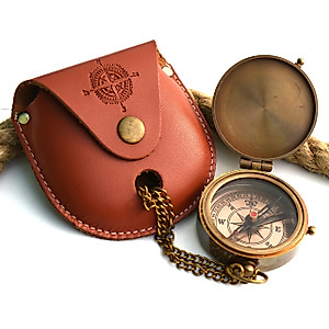 Be Strong and Courageous (Joshua 1:9) Brass Compass with wooden Box-Engraved Scripture Prayer Compass Religious Gift for Men & Women - Baptism, Confirmation, Communion Compass for Boys Graduation Gift