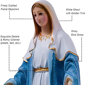 HOLLOII 19 Inch Catholic Virgin Mother Mary Statues,Resin Figurine for Religious and Home Decor