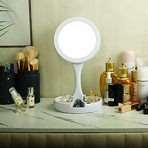 Softfree Lighted Folding Makeup Mirror, 1X/10X Magnification Double Sided Mirror, 5.9Inch LED Vanity Mirror for Travel, Home (White)
