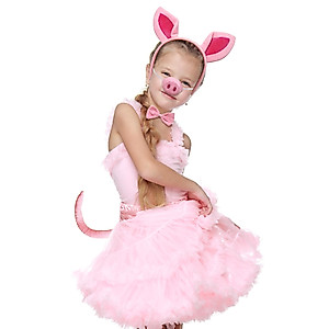 CASW Pig Costume Accessories Set Ears-Headband-Nose-Tail-Bow-Tie : Pig Costume Set for Kids - for Halloween Party, Carnival Dress up Play