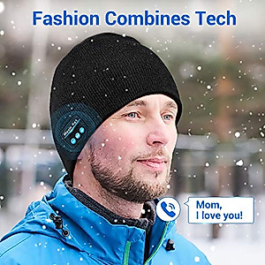 Mens Gifts Bluetooth Beanie Hat - Christmas Stocking Stuffers for Men Hats with Bluetooth Headphones, Bluetooth Winter Hat Fashion Music Beanie Birthday Gifts for Dad Women Teen Boys Girls Husband Him
