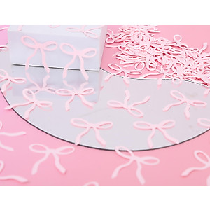 190PCS Pink Bow Confetti - Bow Bachelorette Party Decorations,Bridal Shower Wedding Table Confetti,She's Tying The Knot Bachelorette Confetti,Pink Bow Scatter Confetti Photo Props,Girly
