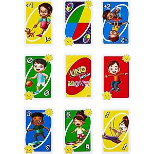Mattel Games ​UNO Junior Move! Card Game for Kids with Active Play, Simple Rules, 3 Levels of Play and Matching