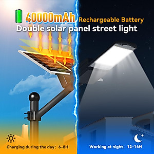 2-Pack 5000W Solar Street Lights Outdoor - LED 180000LM Waterproof Dusk to Dawn Flood Lights with Motion Sensor, 6700K Solar Parking Lot Lights Ideal for Commercial & Security Outdoor Lighting